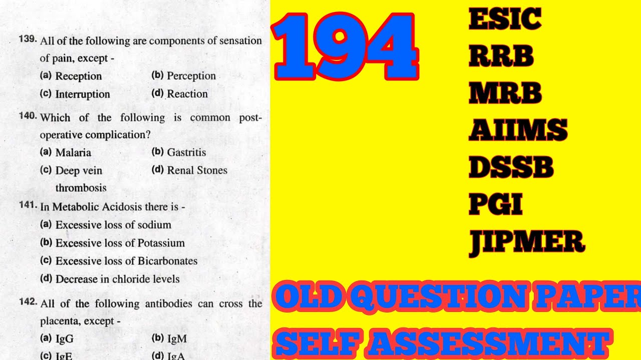 ESIC- WOW 25 QUESTIONS FOR SELF ASSESSMENT VIDEO 195 OLD QUESTION PAPER ...