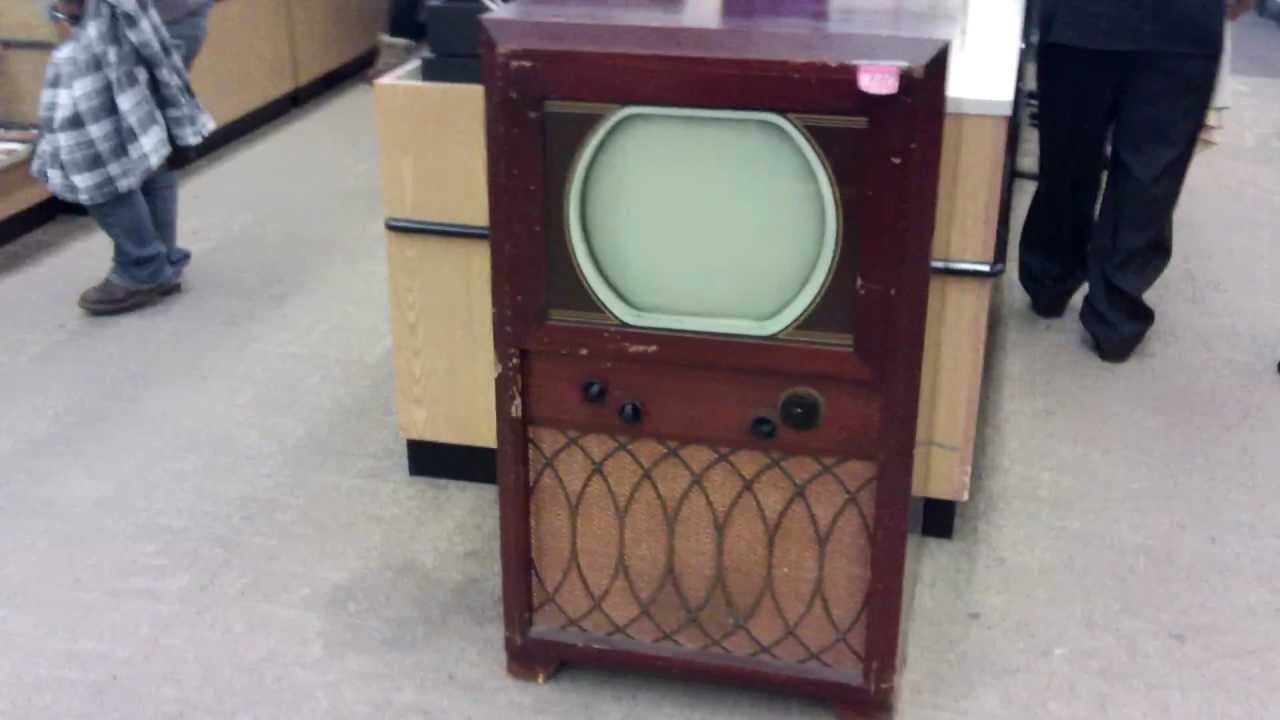 1949 Olympic B&W console TV at the thrift store - YouTube