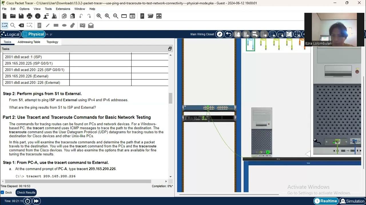 LAB 13.3.2 Use Ping and Traceroute to Test Network Connectivity - YouTube