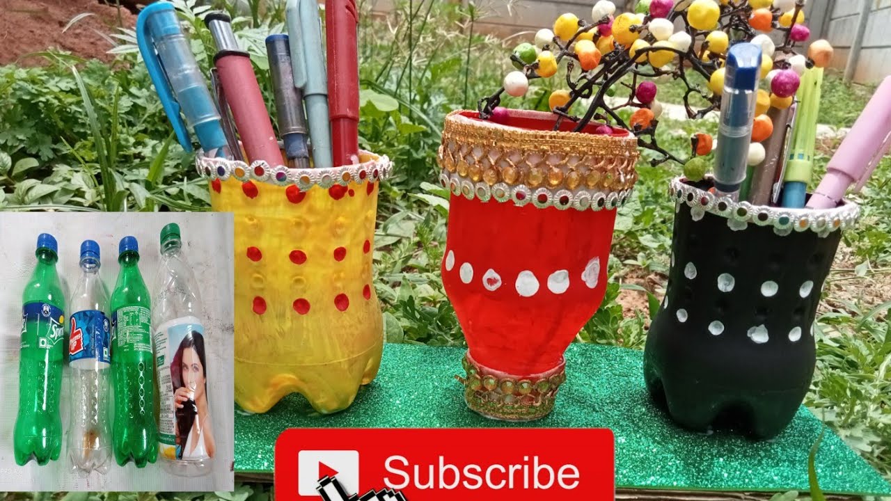 Beautiful unique Pen Holder ||Best Out of waste||Reuse of water Bottle ...