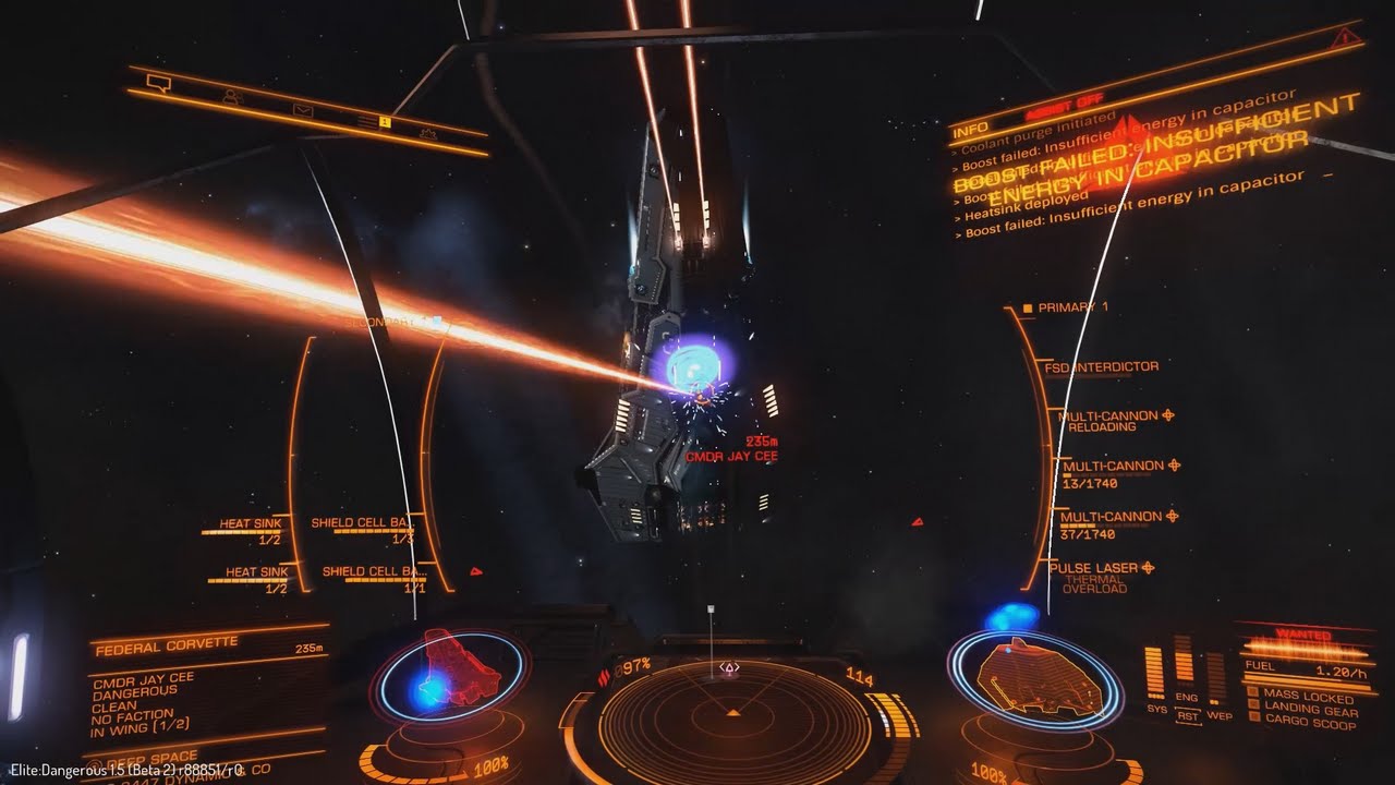 Elite: Dangerous PvP - Asp Scout vs Federal Corvette - YouTube