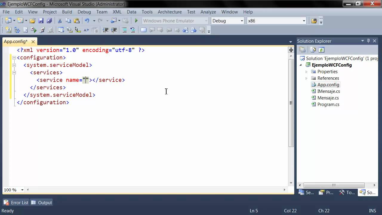 WCF | Crear un servicio WCF usando app.config - YouTube