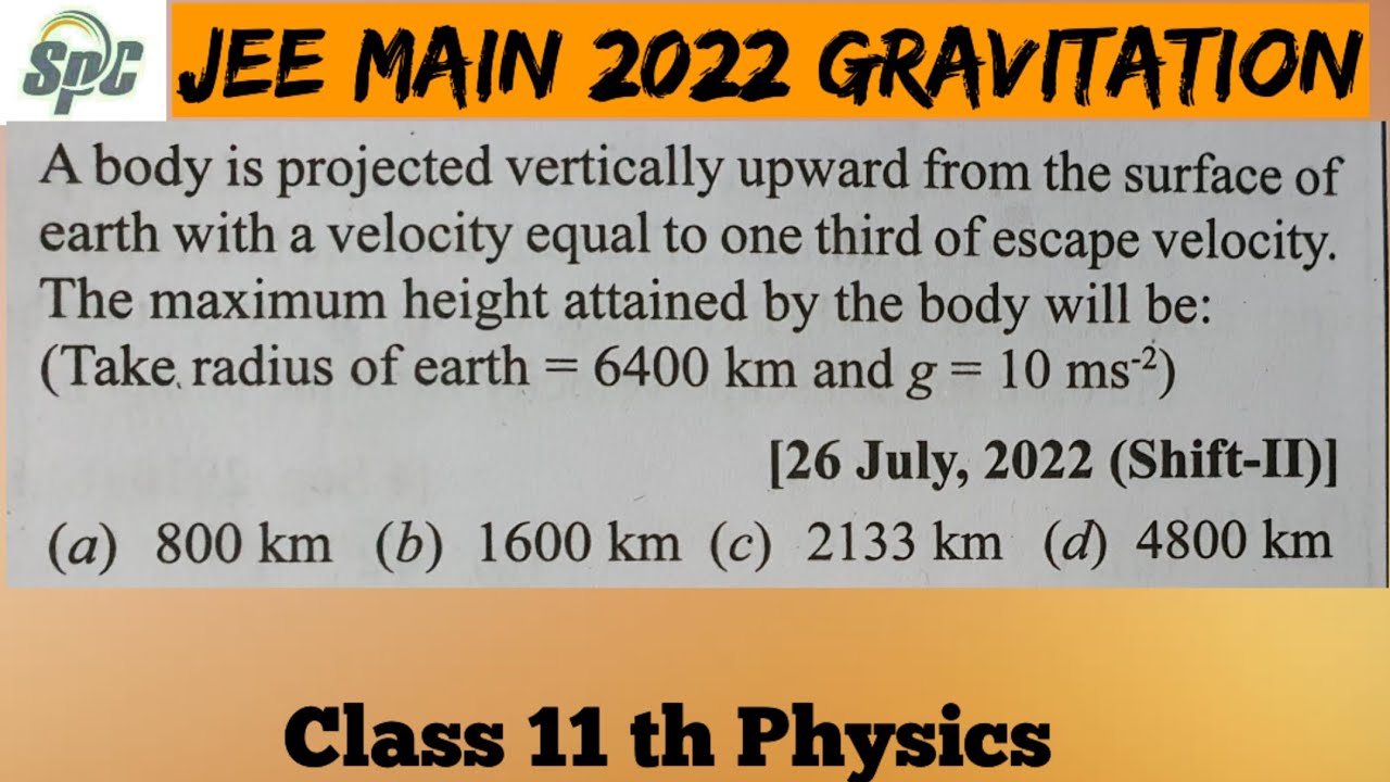 A body is projected vertically upward from the surface of earth with a ...
