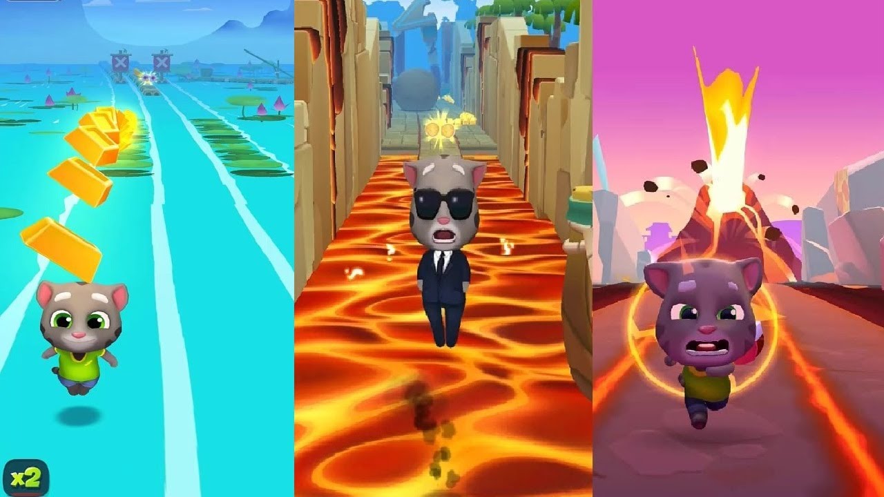 Talking Tom Gold Run 1 Chinese Version VS Tom Gold Run 2 Tom VS Agent ...