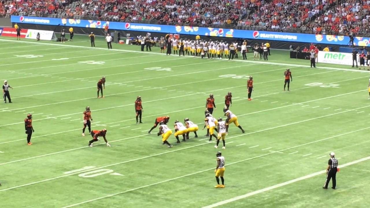 Hamilton at BC Lions Canadian Football - YouTube