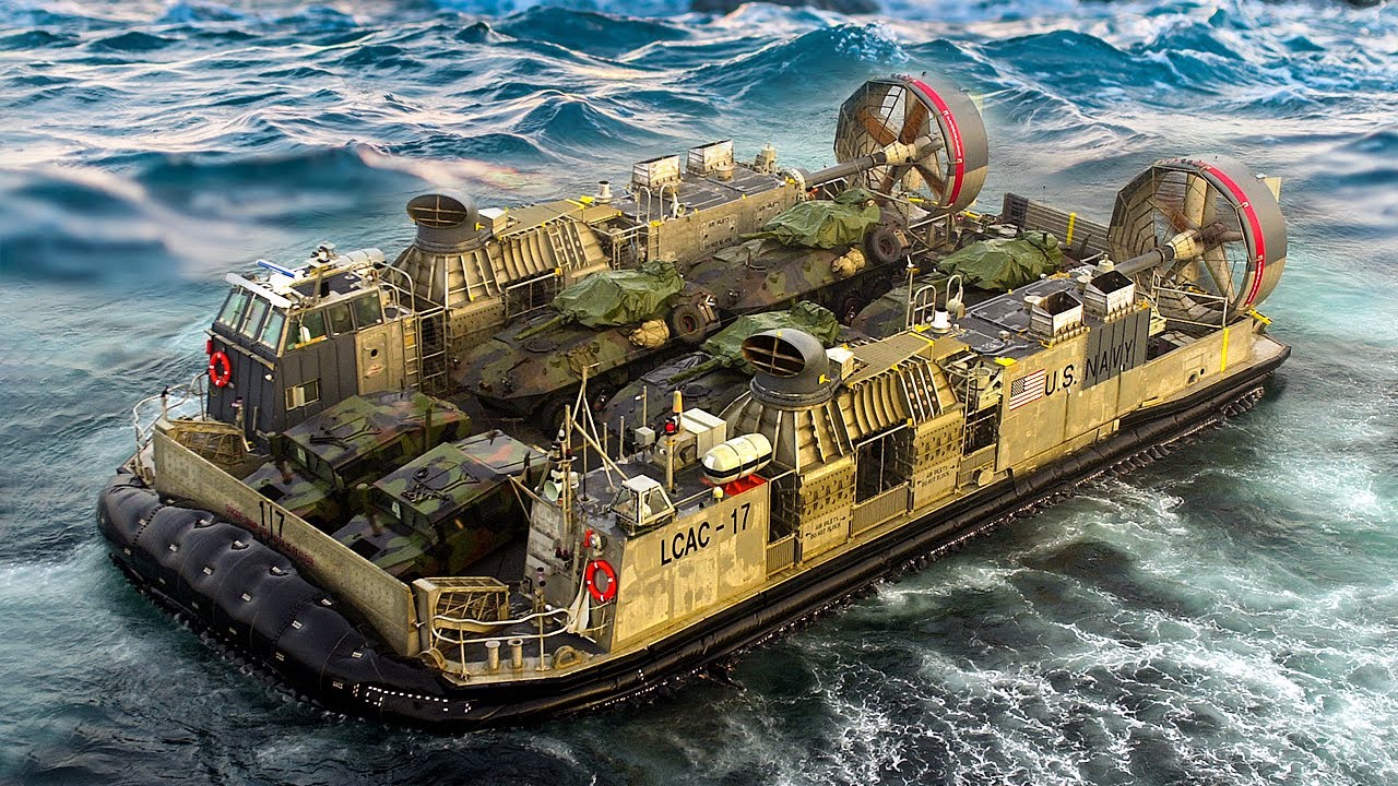 US Military Hovercraft: Landing Craft Air Cushion (LCAC) - YouTube