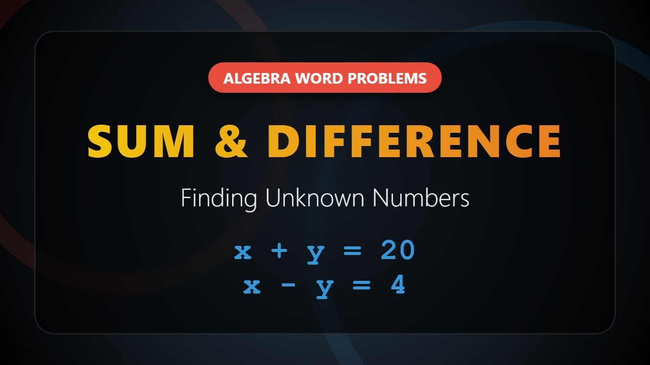 Solve Sum and Difference Word Problems | Algebra Basics - YouTube