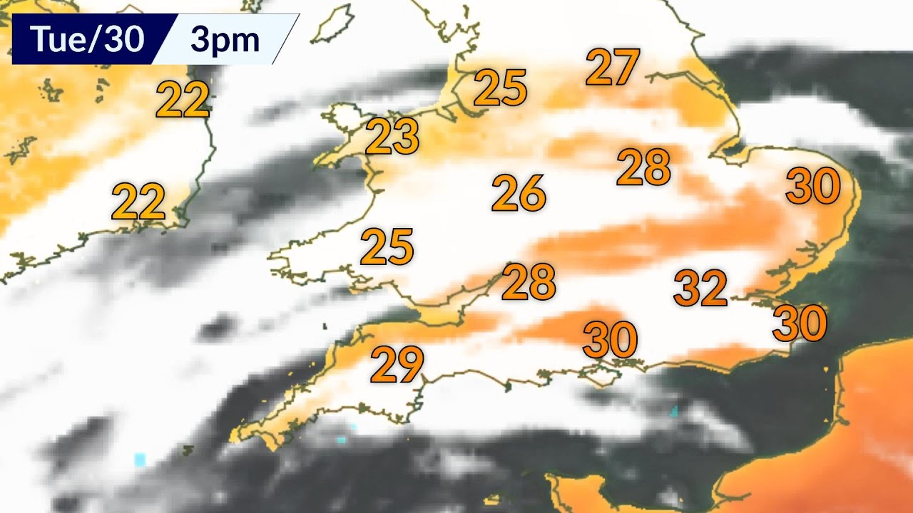Heatwave for southern England and midweek storms - YouTube