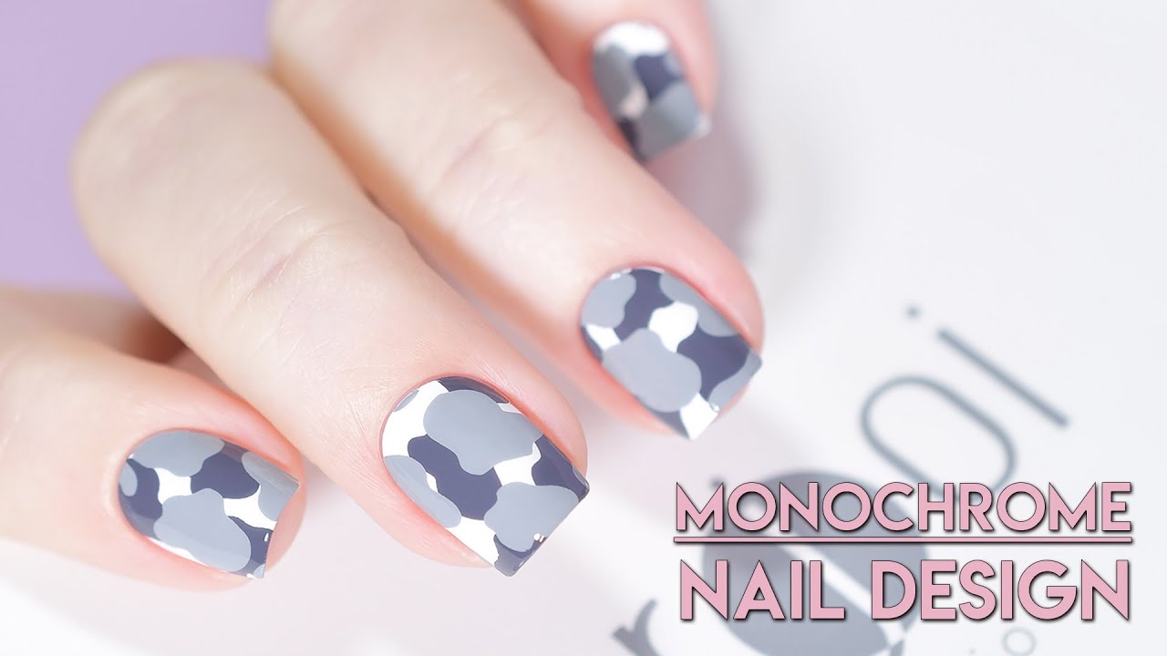 Monochrome Nail Design - YouTube