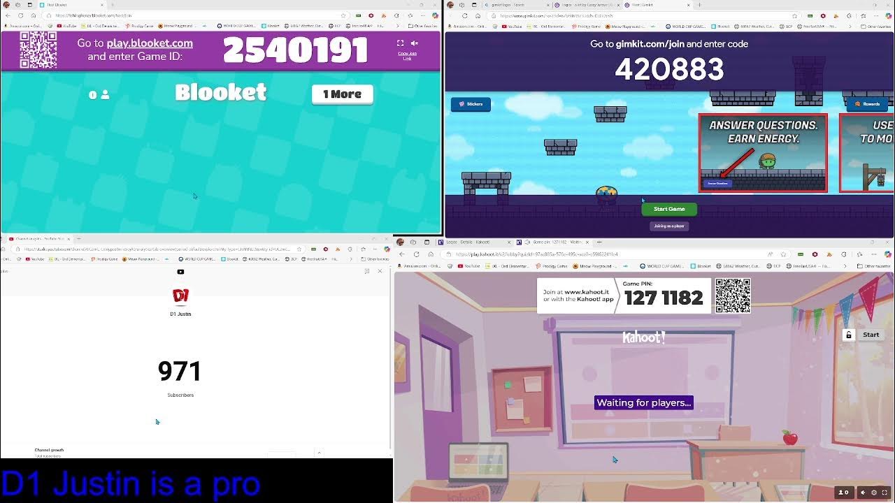 live doing blooket,kahoot,gimkit - YouTube