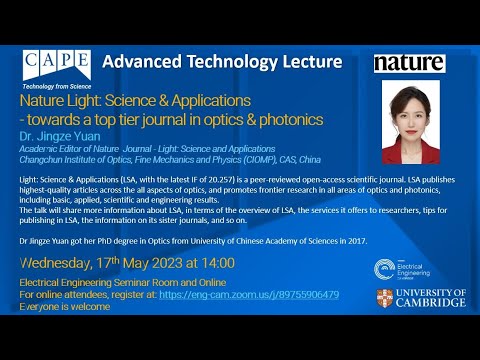 CAPE Lecture Nature Light: Science & Applications- towards a top tier ...