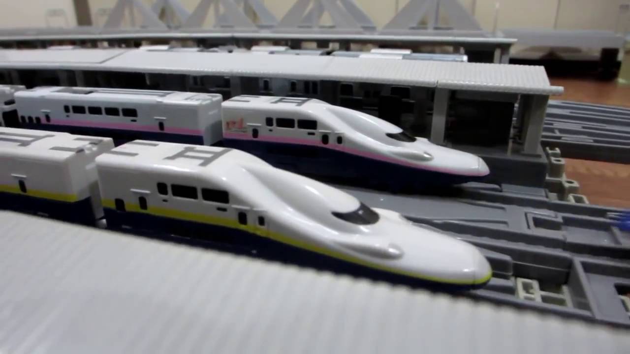 プラレールアドバンス NEW AS 16 E4系新幹線MAX新塗装とき色新発売!! 開封&自作ピンク仕様比較&ピンク+ピンク併結IRC換装初走行☆ - YouTube