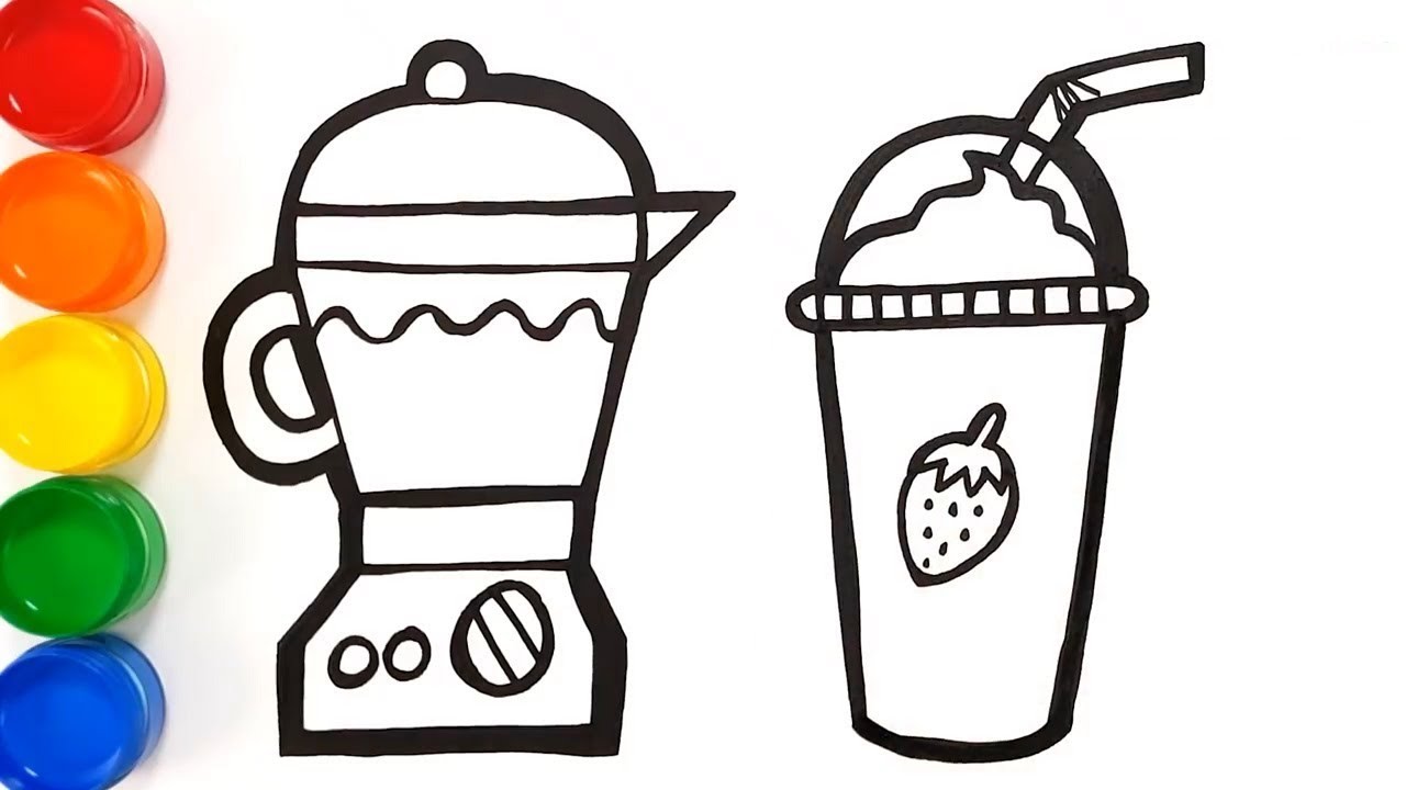 Cute Juice Sipper Bottle and Juicer drawing , coloring & painting for ...