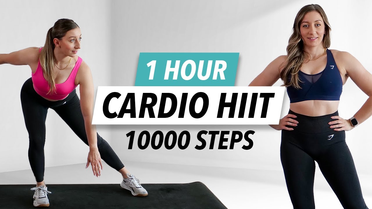 1 Hour Cardio Workout at home - 10000 steps for Fat Burn (No equipment ...