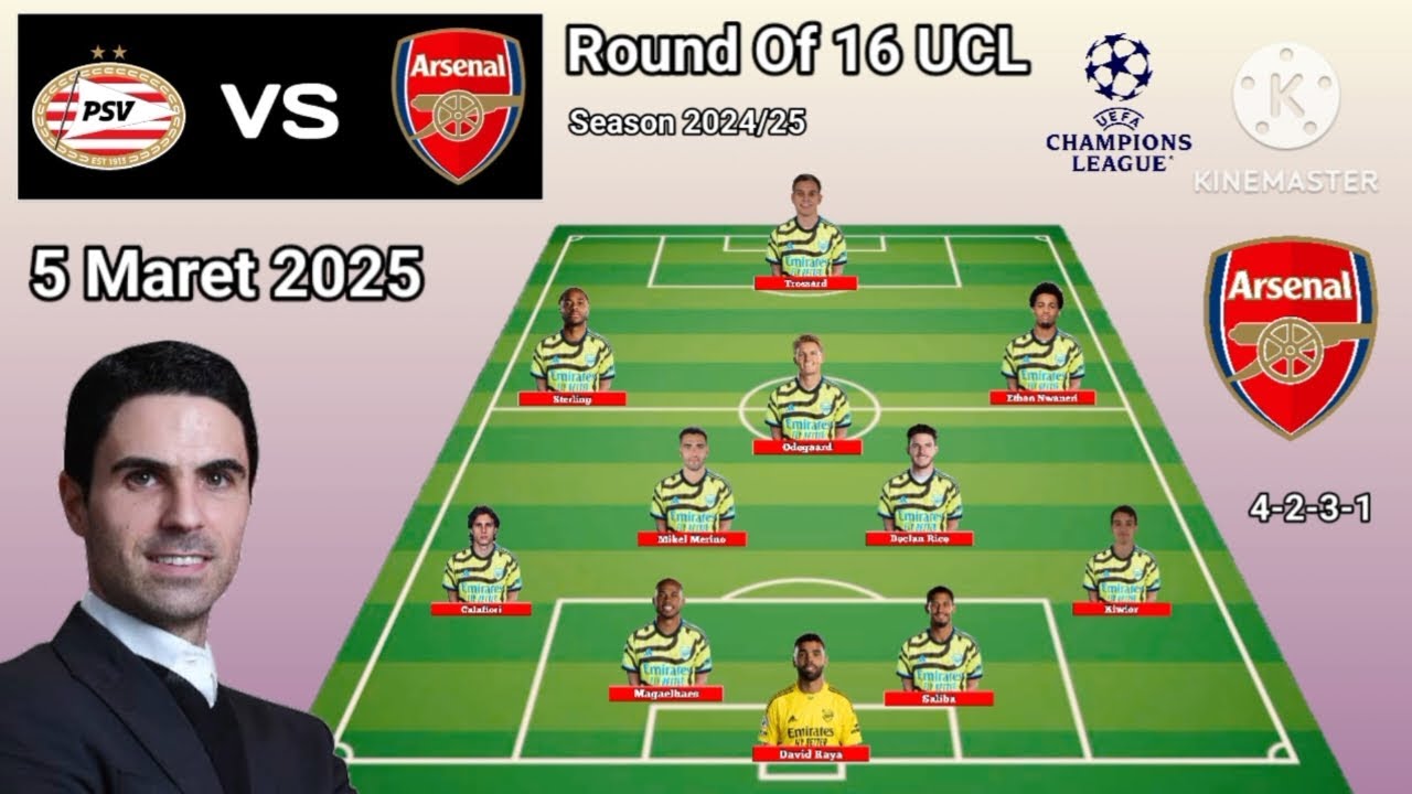 PSV vs Arsenal ~ Potential Line Up Arsenal Round Of 16 UEFA Champions ...