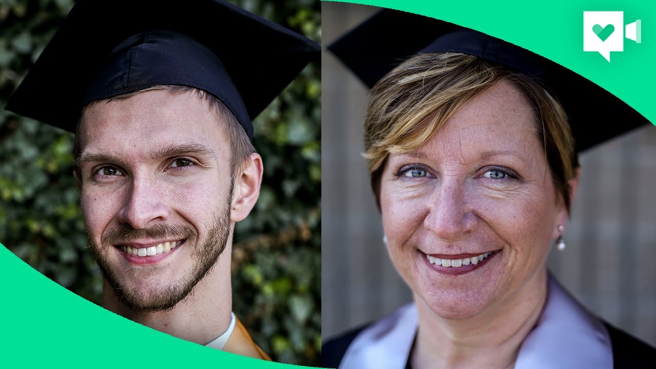 Mom and son graduate college together - YouTube