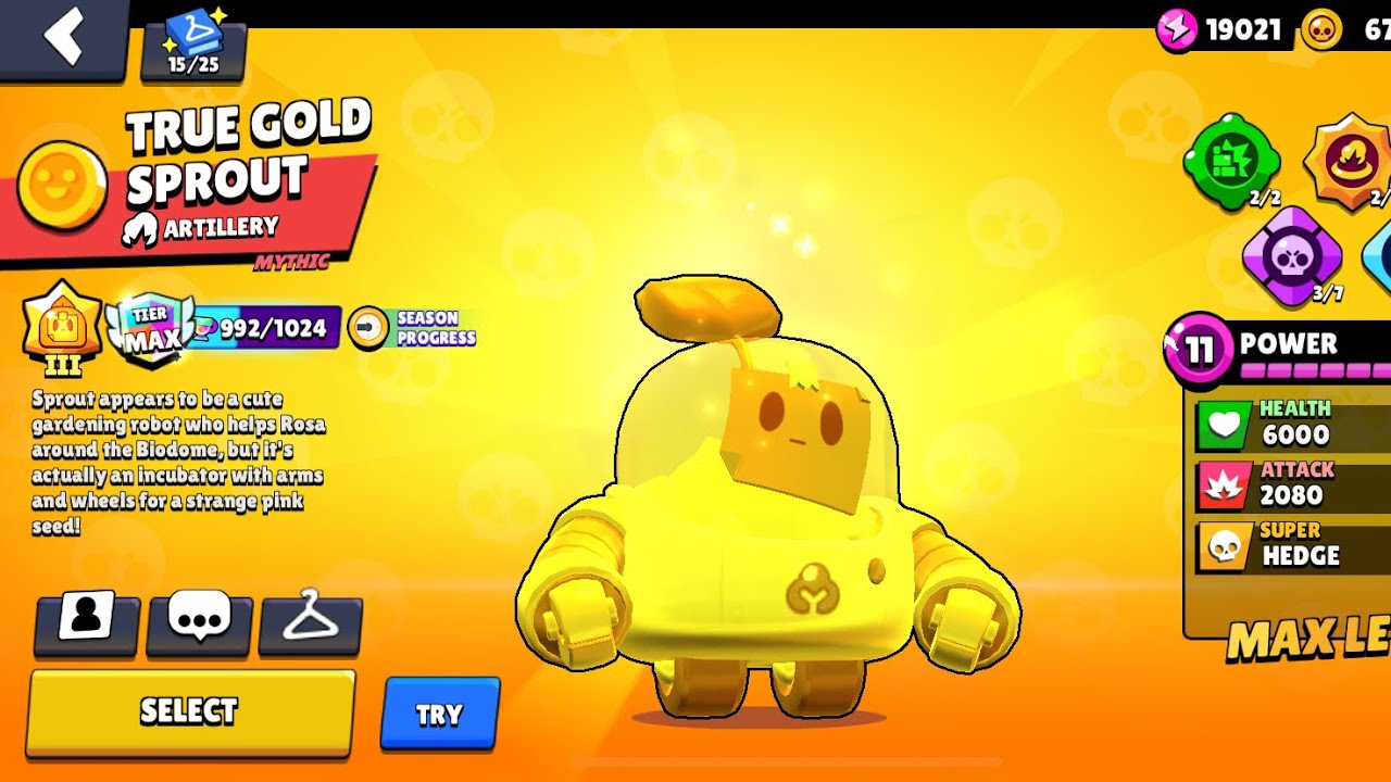 True Gold Sprout skin - Brawl Stars - YouTube