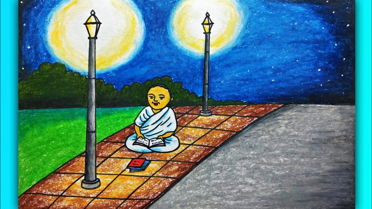 Childhood Vidyasagar Reading Book under a Street Light | Ishwar Chandra ...