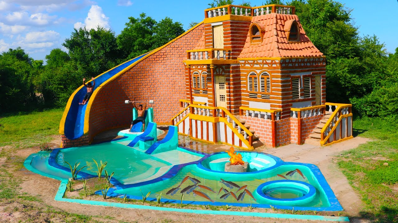 [Full Video] Build The Most 3-Story Classic Mud Villa, Brick Water ...