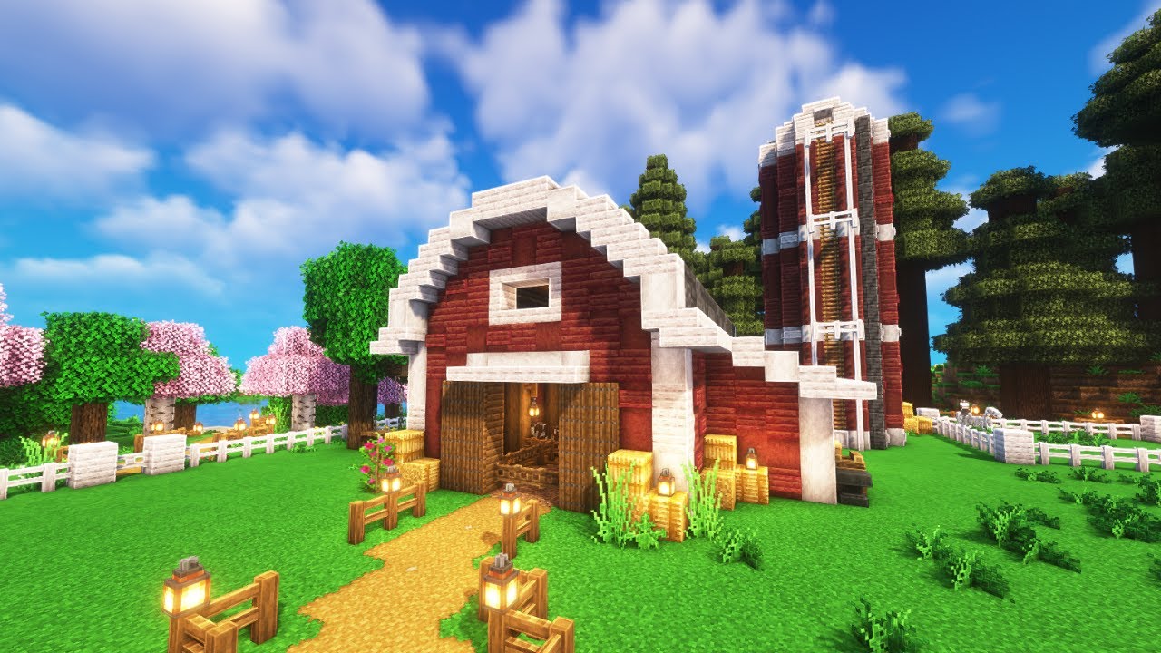 Minecraft: How to build a Barn and Silo / Easy Tutorial - YouTube