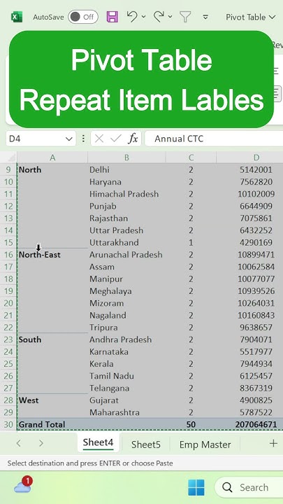 Repeating Item Labels In Pivot Tables Excelandpowerbi Shorts Excel Exceltech Excellife
