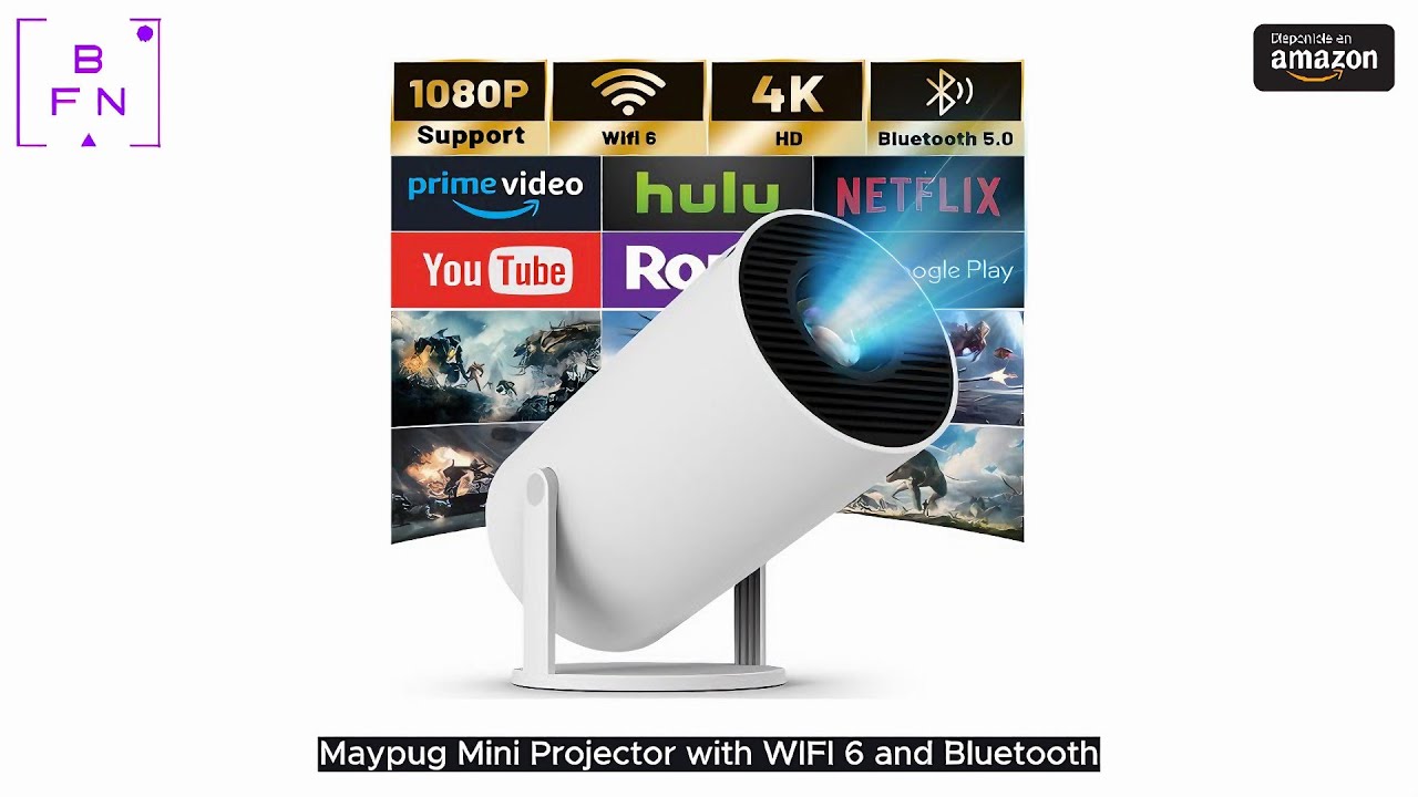Maypug Mini Projector with WIFI 6 and Bluetooth, 4K 1080P Support ...