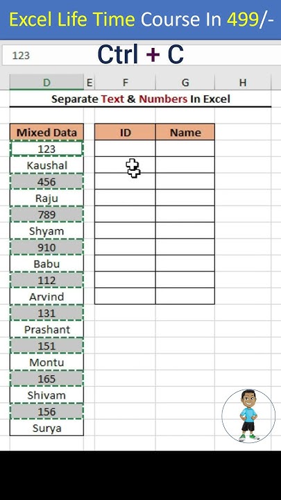 Separate Text And Number In Excel Excel Exceltips Exceltutorial Msexcel Short
