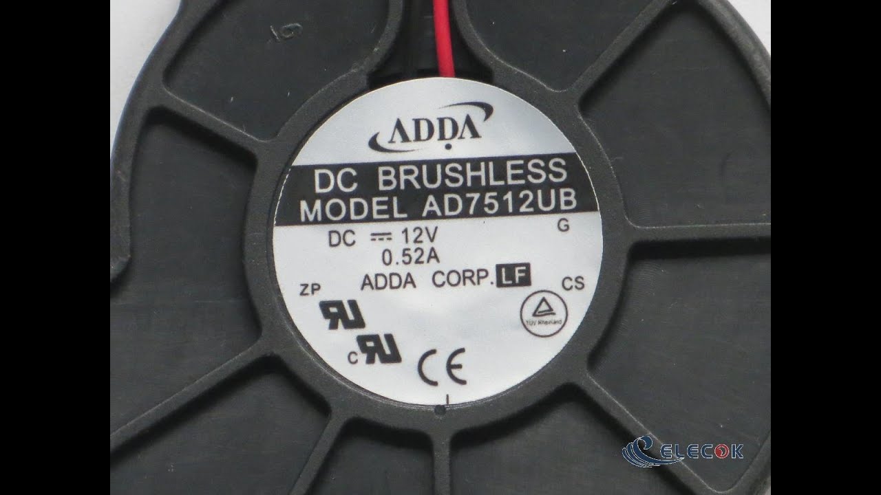 AD7512UB 12V 0.52A 2wires Cooling Fan - YouTube