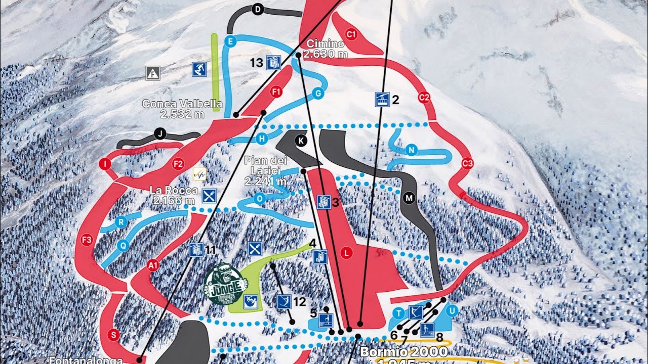Bormio 3000 to 2000 for beginners, the easy route, 2025 February - YouTube