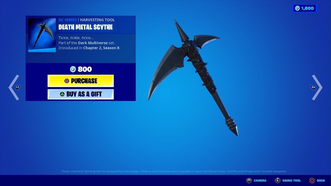 Death Metal Scythe Harvesting Tool Fortnite - YouTube