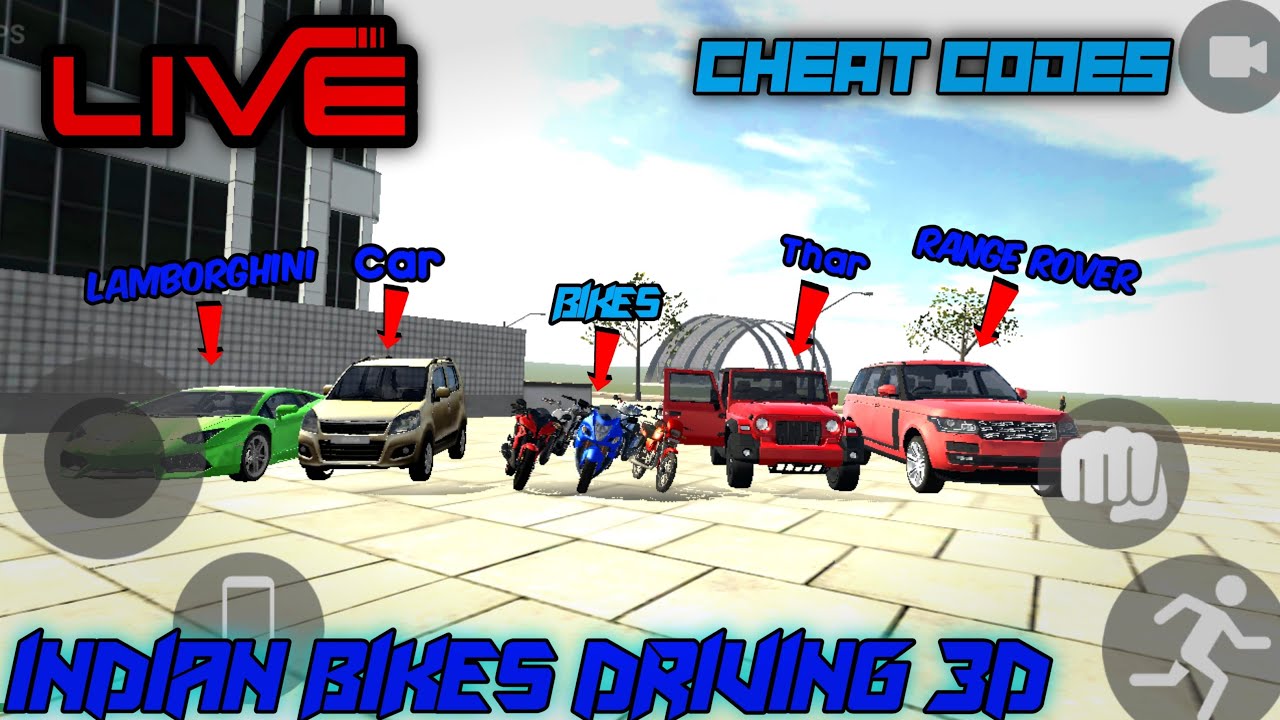 Indian Bikes Driving 3D All Cheat Codes | LIVE 🔴 #gaming #indianbikesdriving3d - YouTube
