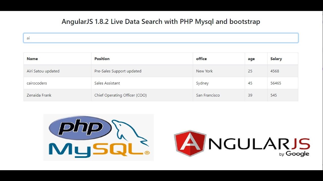 Angularjs 182 Live Data Search With Php Mysql And Bootstrap Youtube 8320