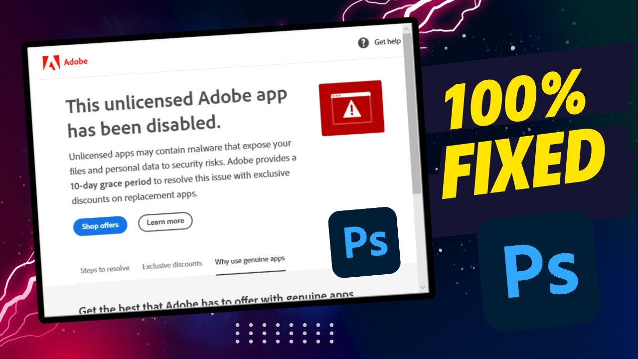 [SOLVED] This unlicensed Adobe app has been disabled. - YouTube