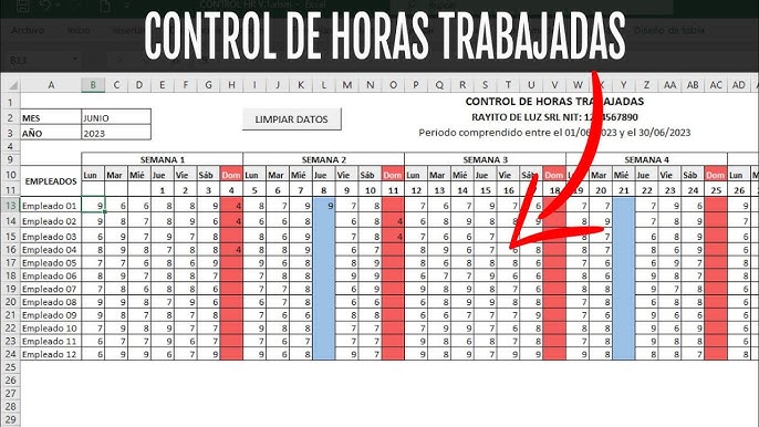 Plantilla De Horario Por Horas En Excel
