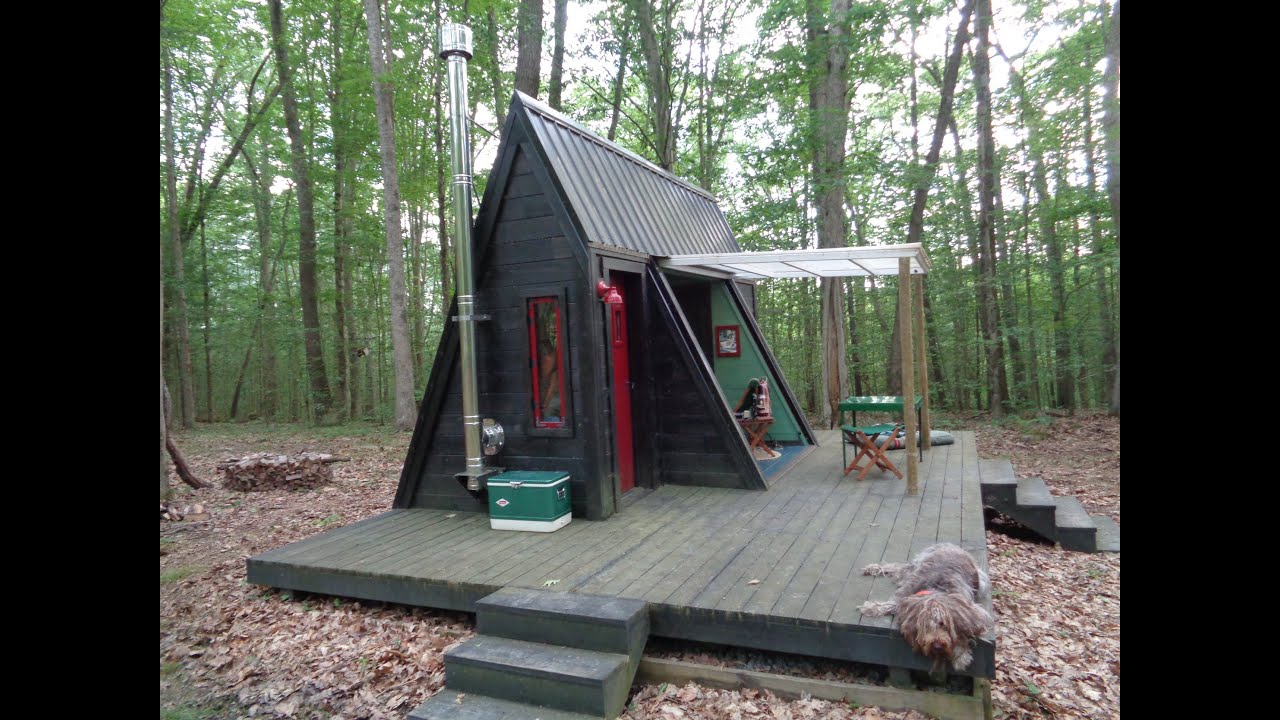 Springtime at my DIY Tiny A-Frame Cabin - Campfire Cooking - Mountain ...