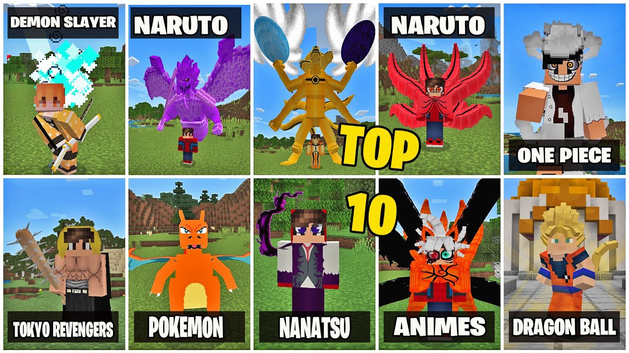 TOP 10 MELHORES ADDONS DE ANIMES para MINECRAFT PE/BEDROCK - YouTube