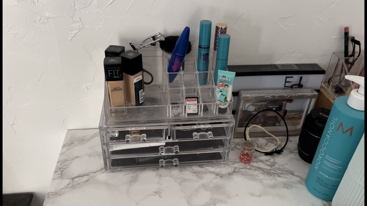 Review of Cq acrylic Clear Makeup Organizer - YouTube