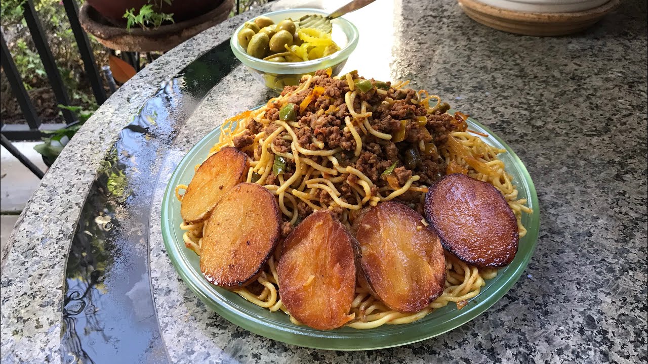 Persian Macaroni ( Iranian Spaghetti 🍝 ) & Potato Tahdig ( Crispy ...