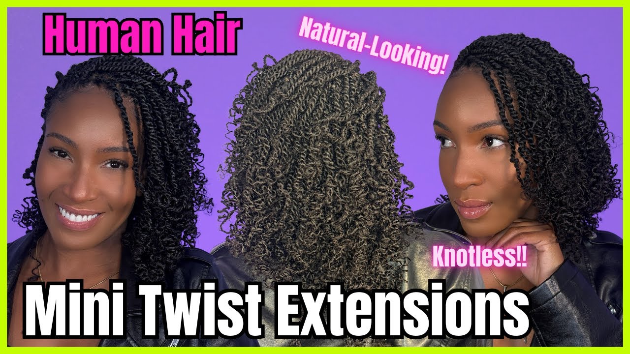 Knotless Human Hair Mini Twist Extensions with Hot Braids | Crochet ...