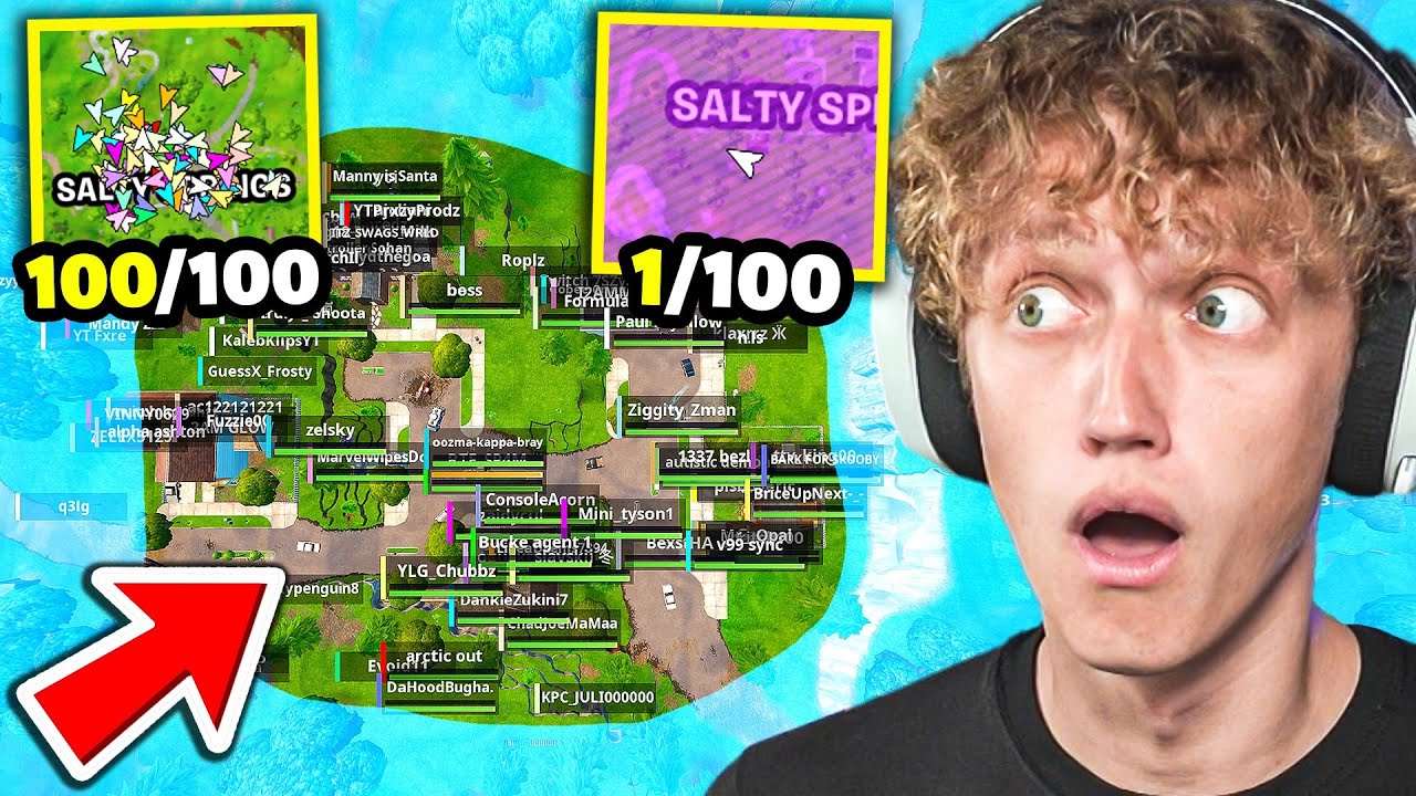 I Got 100 Players To Land At Salty Springs In OG Fortnite! (Craziest ...
