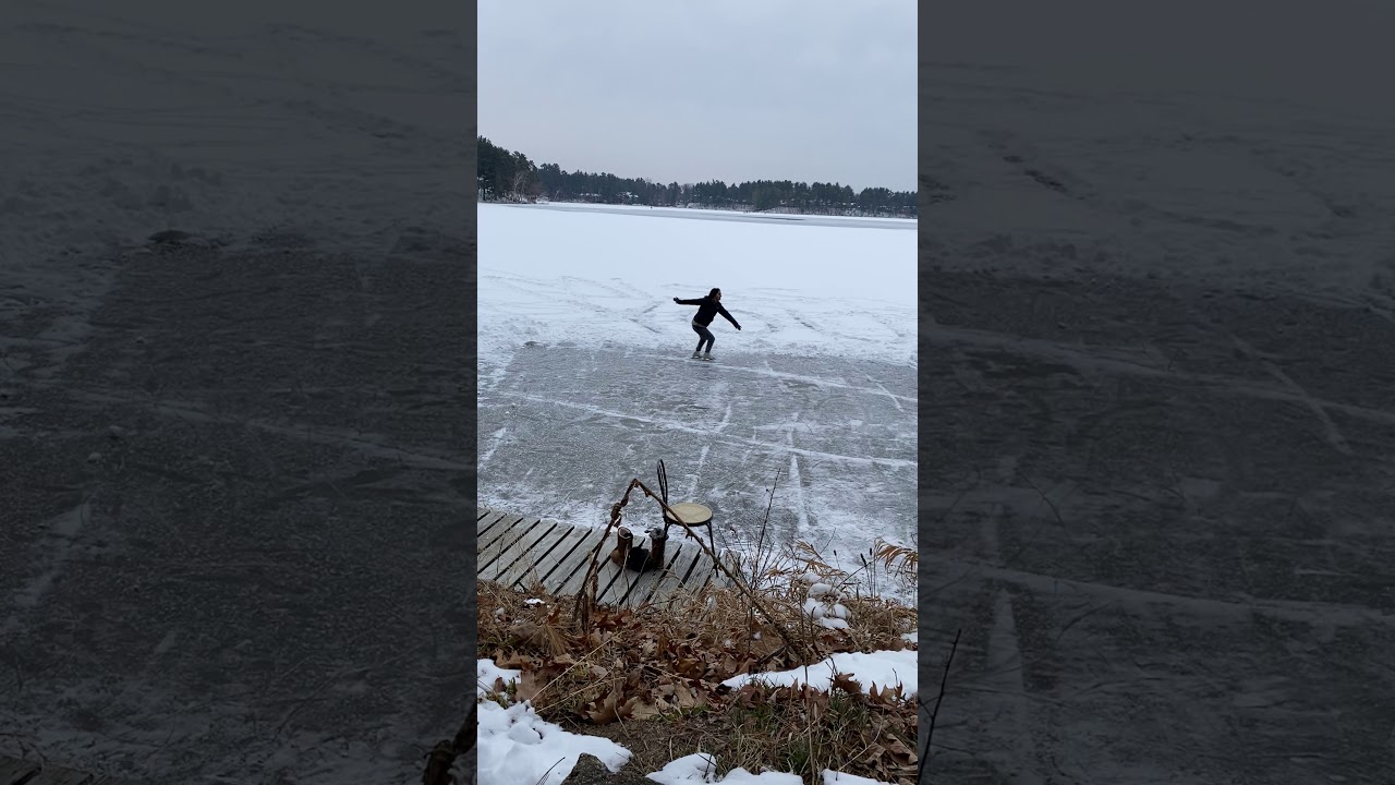 Ice skating on Waupaca Chain O' Lakes - YouTube
