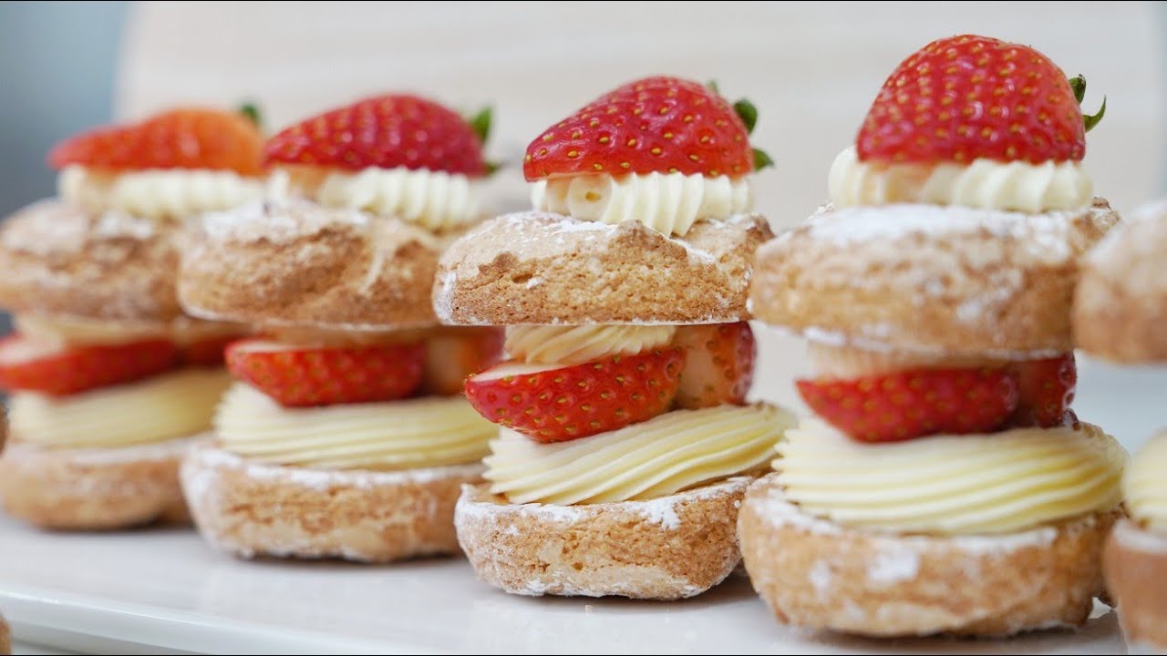 다쿠아즈│🍓포근하고 달콤하게 잠시 쉬어가세요~|딸기 다쿠아즈 만들기│with 크림치즈 필링│다쿠아즈 만들기│Strawberry ...