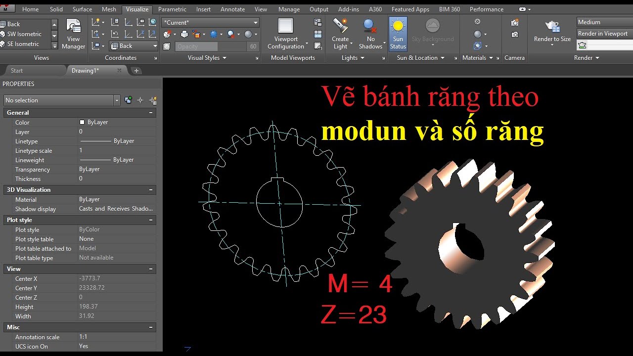 Vẽ bánh răng theo modun và số răng - Draw gears according to modules ...