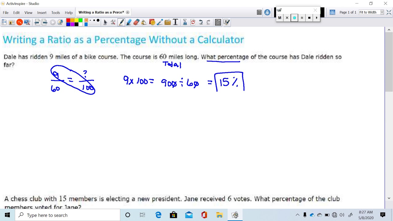 Writing A Ratio As A Percentage Without A Calculator YouTube Writing A Ratio As A Percentage Without A Calculator YouTube