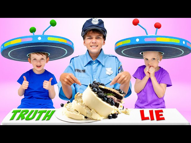 Kids Play Detective with Lie Detector Hat! Who Ruined the Birthday Cake ...
