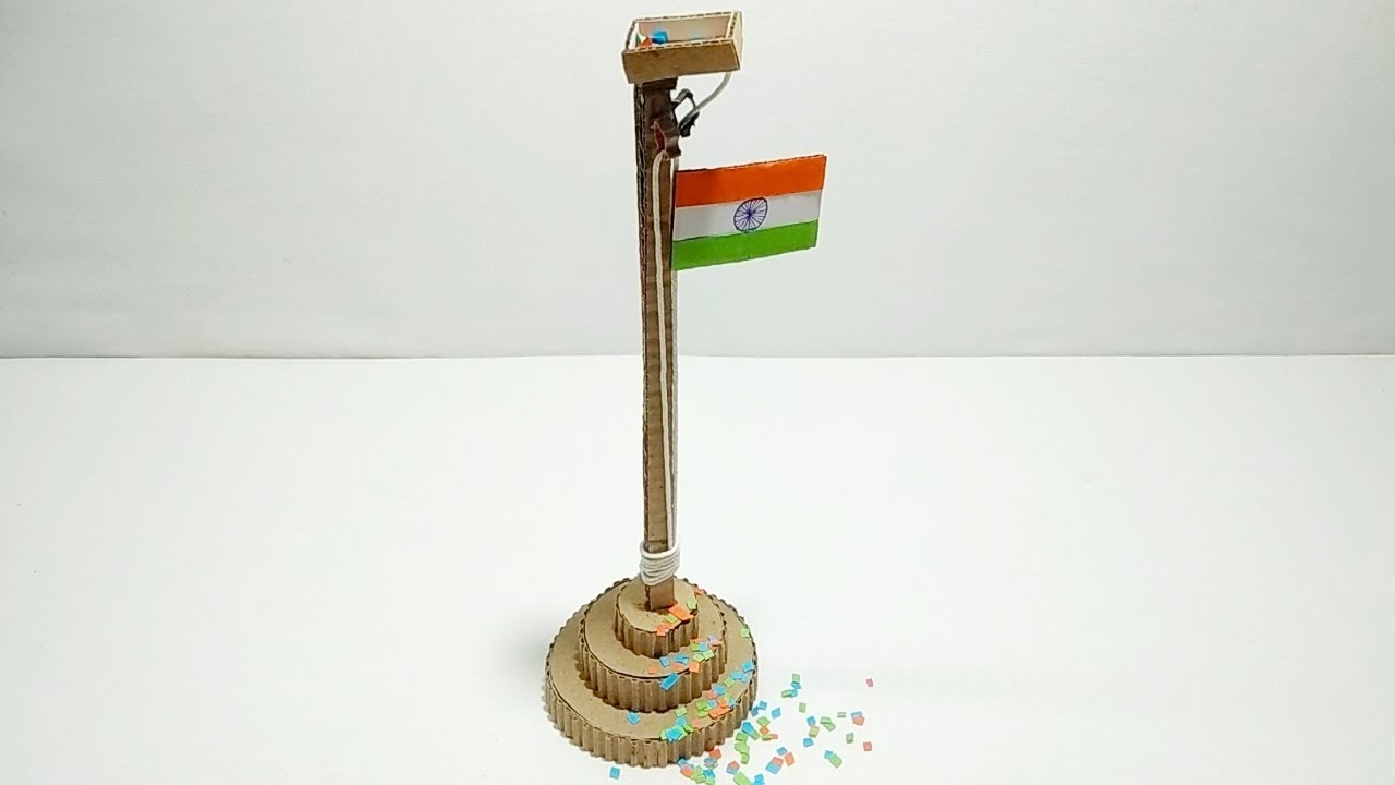 How to make national flag and pole in cardboard - YouTube