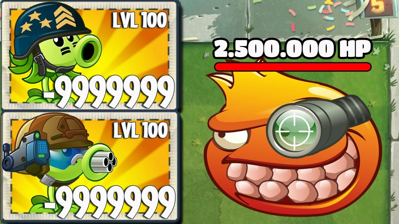 PvZ 2 Challenge - Plant Level 100 Vs Machine Gun Pomegranate Zombie 2 5 ...