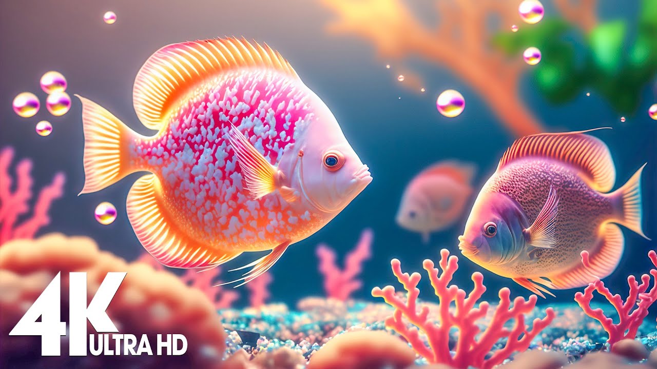 Aquarium 4K VIDEO (ULTRA HD) - Relaxing Music with Beautiful Coral Reef ...