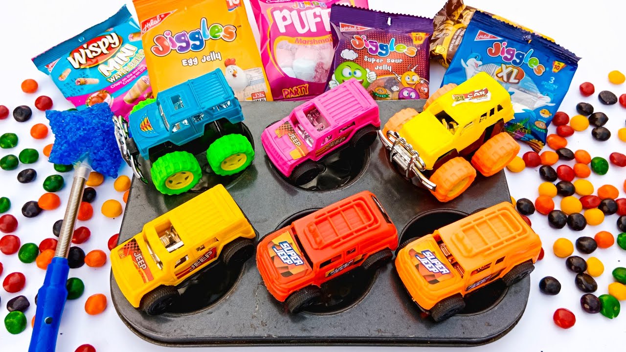 How to make fish candy and jelly with car and jeep | Candy ASMR and Car ...
