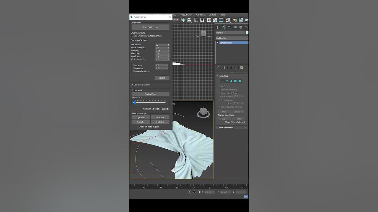 3ds max : Creating Cloth simulation in 10 seconds with PolyCloth Brush ...